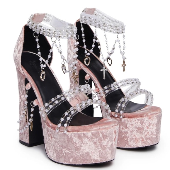 Dolls Kill | Shoes | New Dolls Kill Pink Velvet Platform Shoes | Poshmark